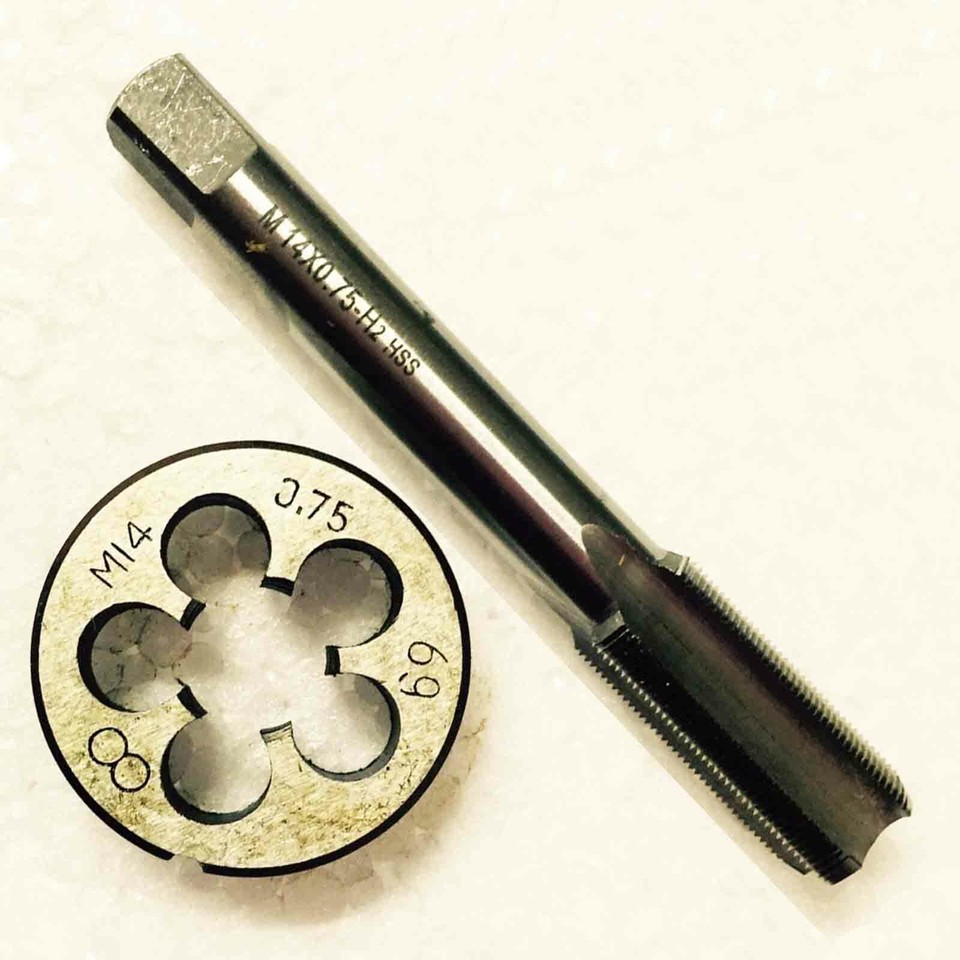 1 set M14x1.5mm right-hand Machine tap and die Threading Tools M14*1.5 ...