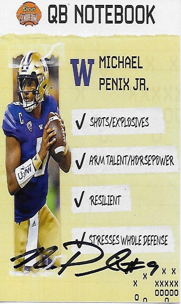 2024 SENIOR BOWL WASHINGTON MICHAEL PENIX JR ATLANTA FALCONS NOTEBOOK ...