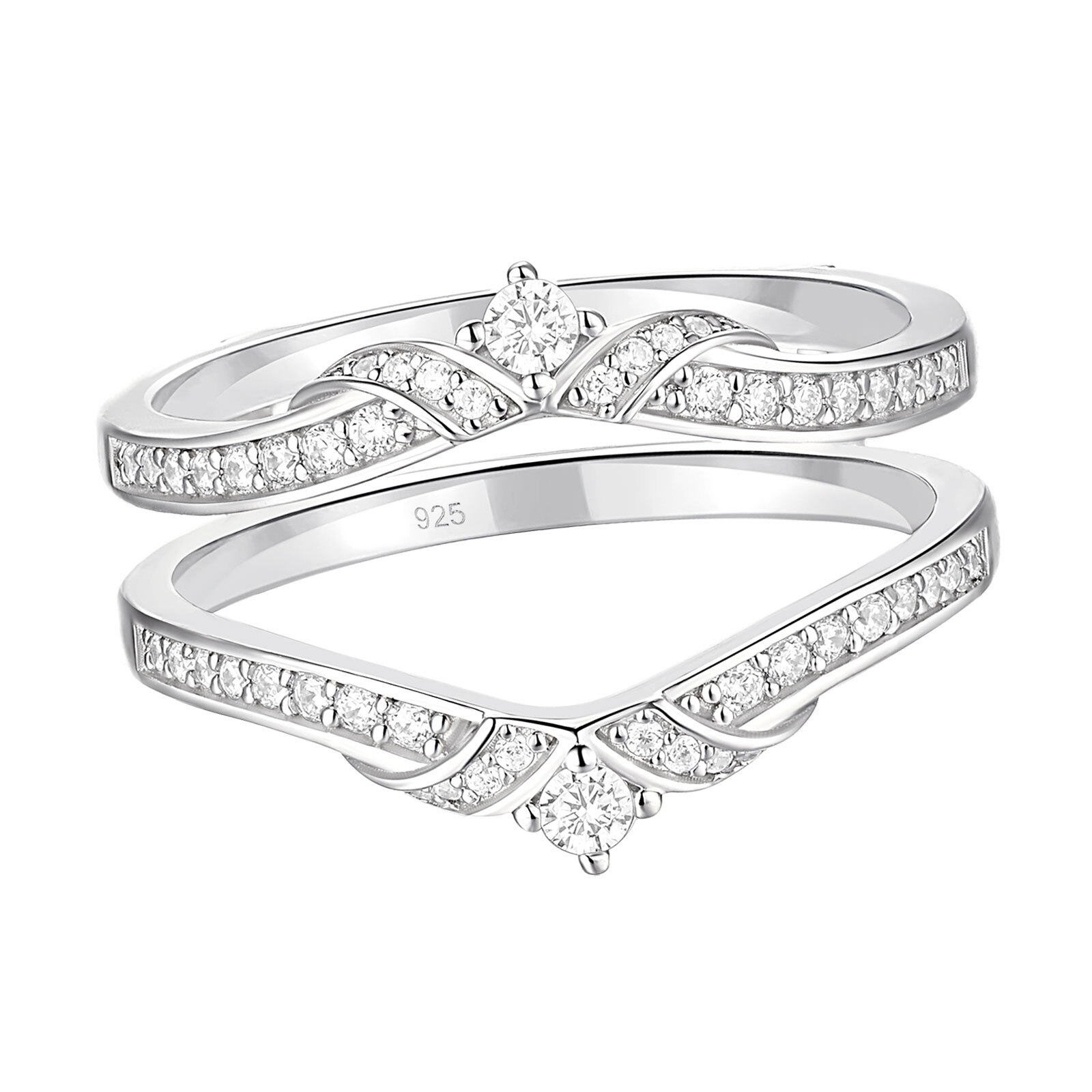 Wedding Adjustable Curved Bands Ring Wrap Enhancers for Women Sterling ...