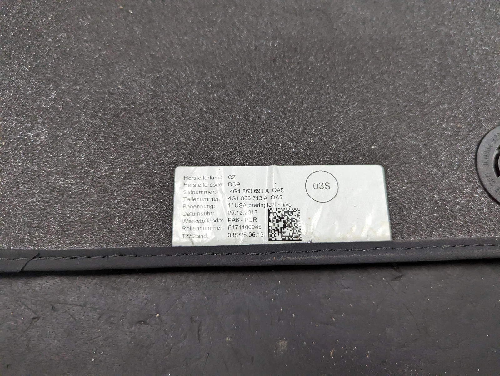 4PC Front & Rear Floor Carpet Mat Set 2018 Audi A6 4G0864450B 2016 2017 ...