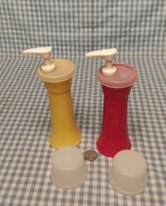 Tupperware~Vtg Large MUSTARD & KETCHUP DISPENSER PUMP SET~Hourglass ...