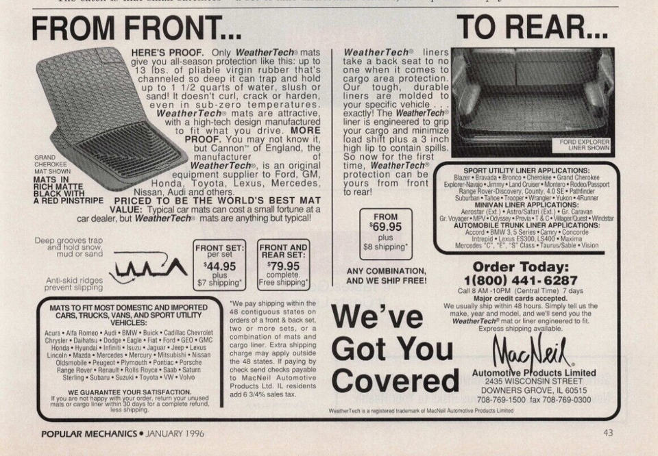 1996 Vintage Print Ad MacNeil Automotive Products From Front To Got ...