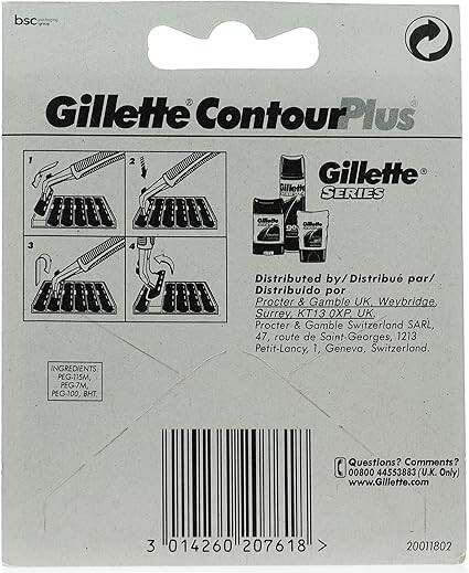 Gillette Contour Plus Men’s Razor Blades 10 Refills with lubrastrip ...
