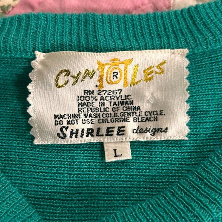 Vintage 60s CYN LES Embroidered Sweater Size L Shirlee designs Floral ...