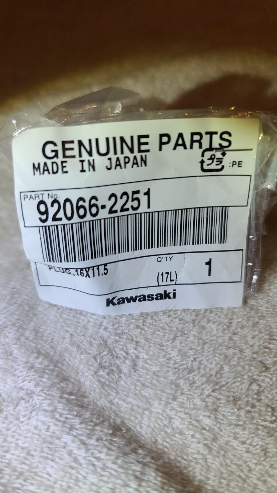 Kawasaki 92066-2251 Plug Genuine OEM New | eBay