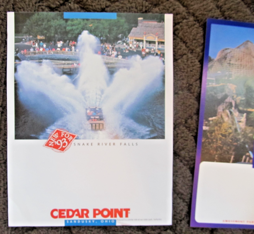 2 RARE CEDAR POINT Amusement Park Flyers Frontier Town ~ 1993 SNAKE ...