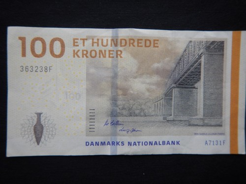 100 Denmark Danish Kroner DKK Banknote Leftover Holiday Money | eBay UK