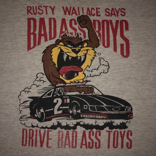 Vintage Rare 90s Taz Rusty Wallace T Shirt Bad Ass Boys 1990s Nascar ...