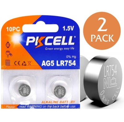 2 PACK AG5 Battery LR754 SR754 LR754 G5 SR48 193 Alkaline battery pc ...