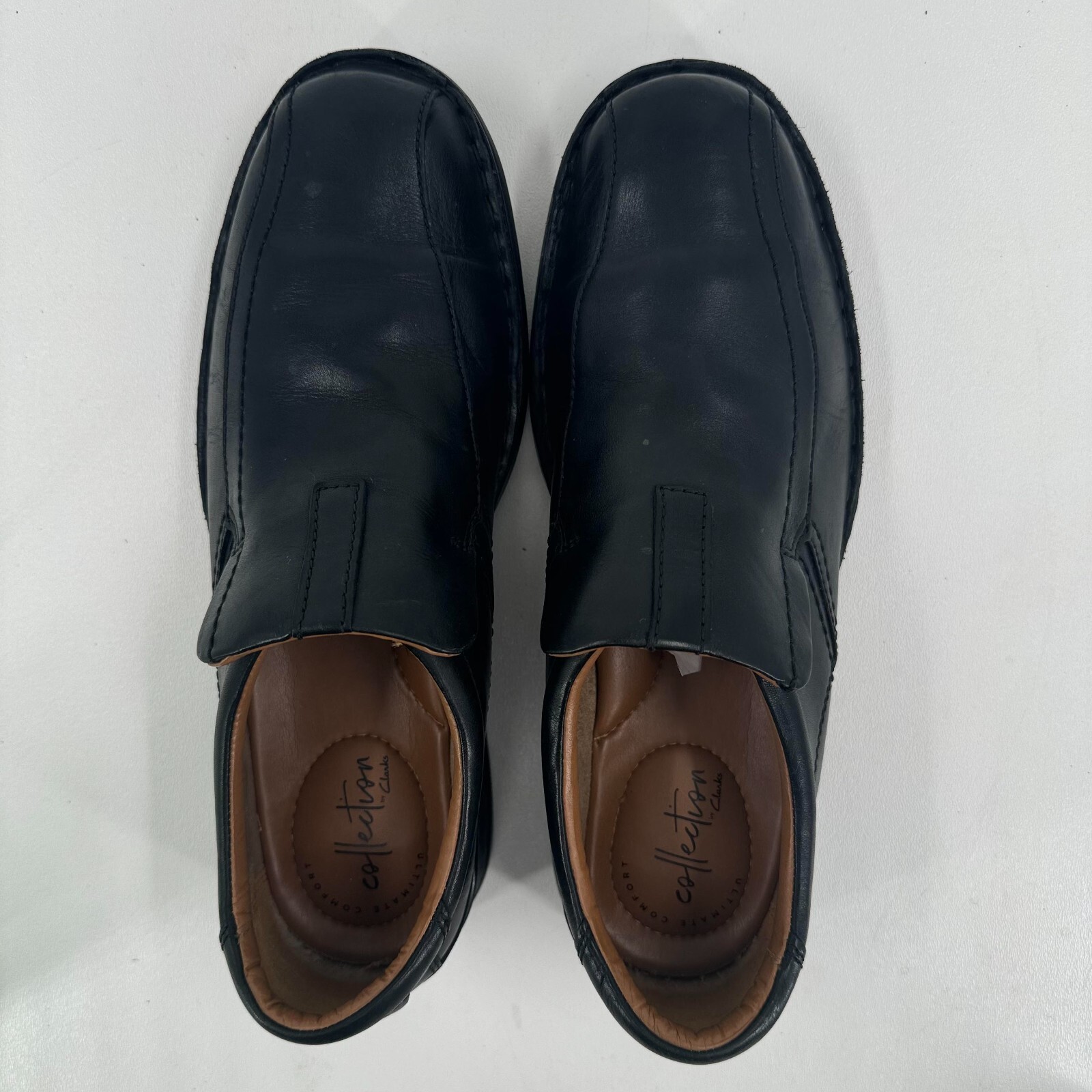 Clarks Escalade MENS Black Leather Slip On Round Toe Loafers Shoes SIZE ...