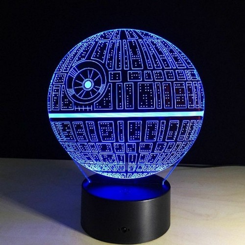 Star Wars 3D Holographic Death Star LED Colour-Changing Night Light ...