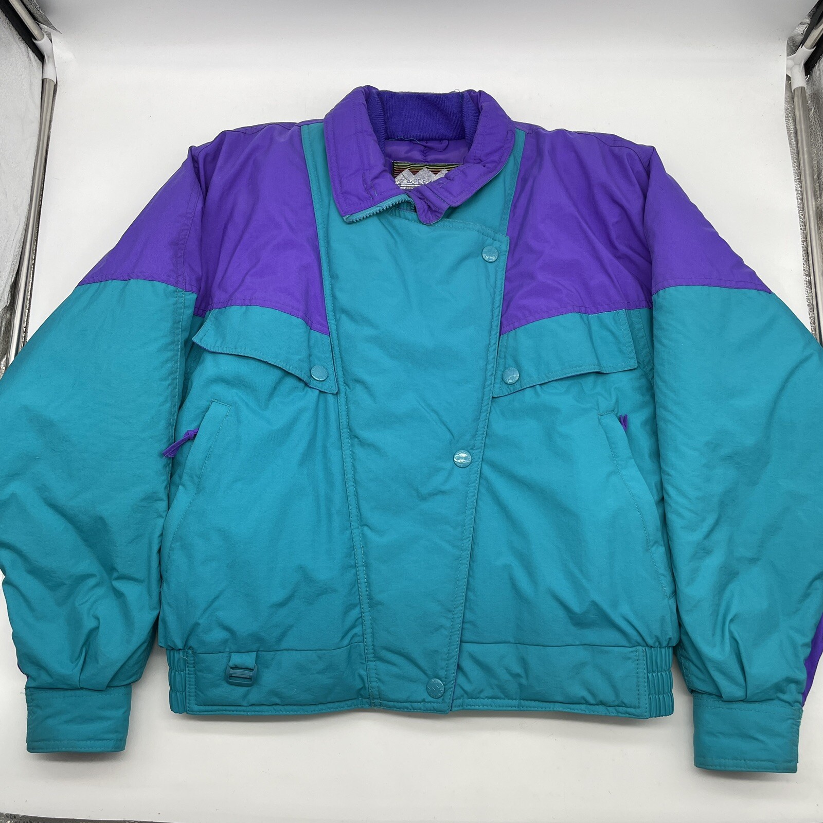 Vintage 90s Glacier's Edge Colorblock Turquois Puffer Snow Jacket Women ...