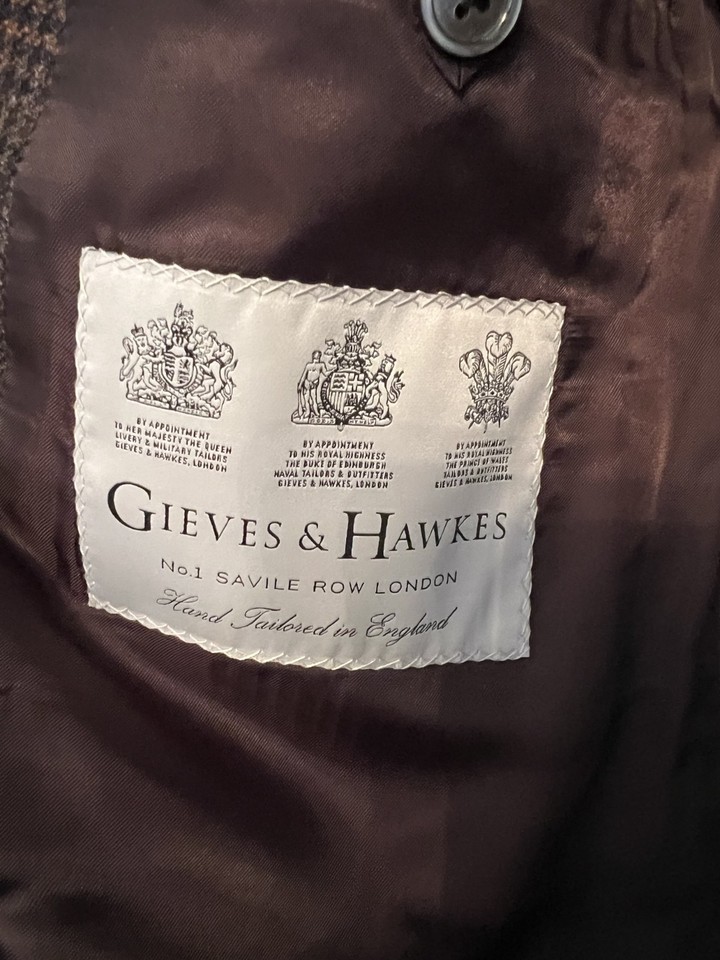 Gieves & Hawkes 38R 100% Cashmere Brown Check Jacket - Made in England ...