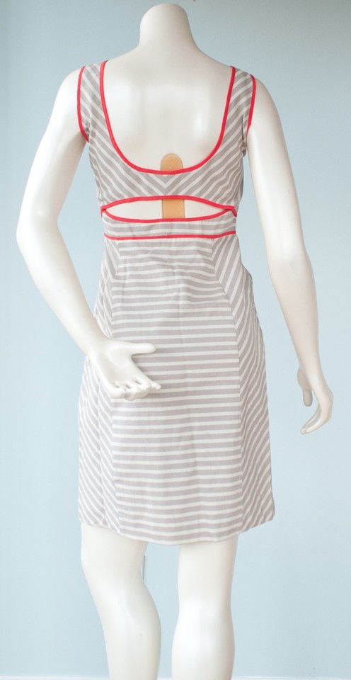 Anthropologie Beth Bowley Size 6 Taupe Cream Striped Nautical Cutout ...