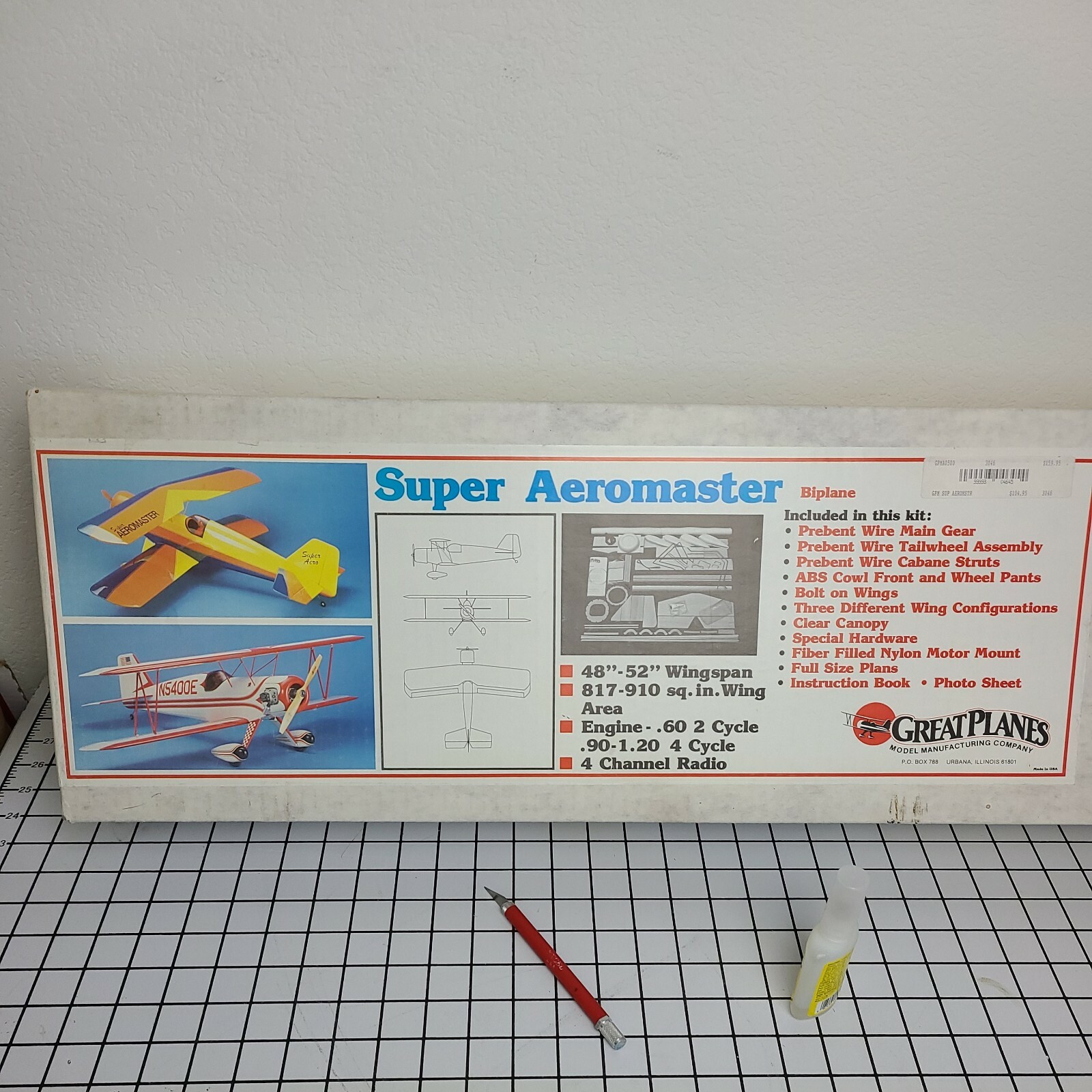 VTG Great Planes SUPER AEROMASTER R/C Model Kit 52" Span .60-1.20 ...