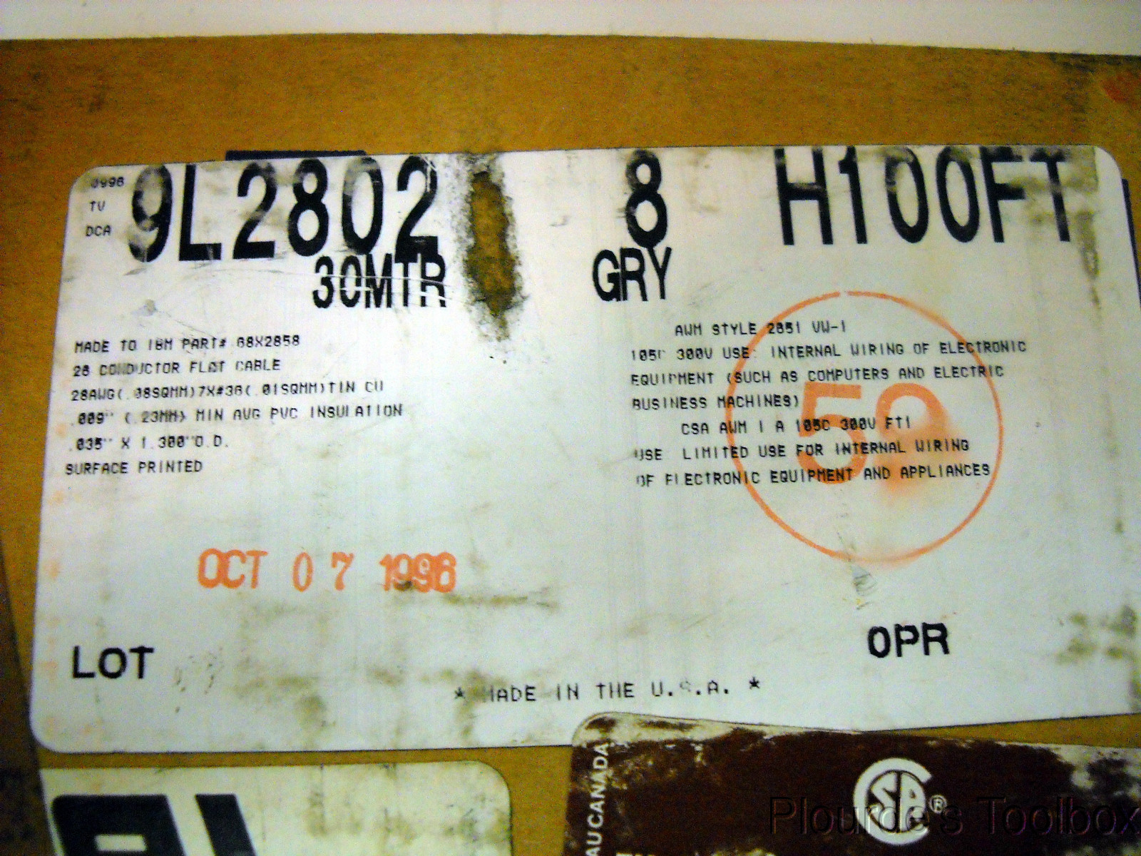 Approx 77ft x 1-5/16" Wide Belden T 26 AWG Ribbon Cable, LL7874, 9L2802 ...