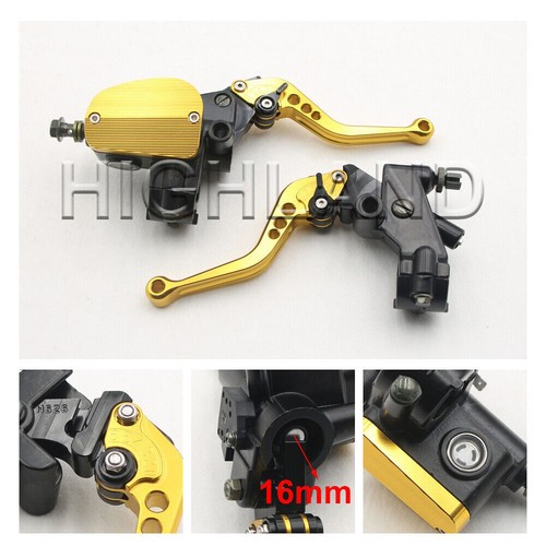 7/8"Motorbike Cylinder Clutch Lever Gold Handlebar Hydraulic Brake For ...