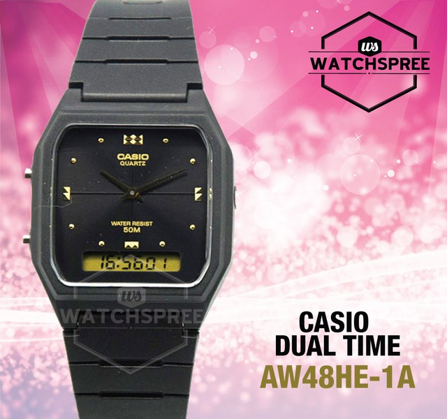 Casio Aw48he-1a Mens Classic Digital Analog Casual Watch Dual Time ...