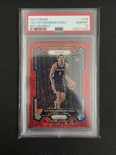 2023-24 Panini Prizm RC Victor Wembanyama Prizms Red Sparkle #136 PSA ...