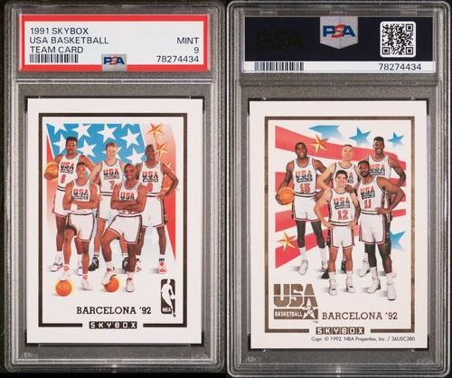 1991 SKYBOX USA BASKETBALL TEAM CARD BARKLEY-PIPPEN-BIRD-JORDAN PSA 9 ...