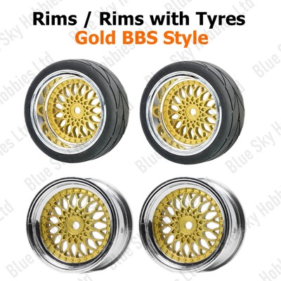 1/10 RC Road Wheels Tyres Rim Gold BBS Style for Tamiya TT02 FTX HPI ...
