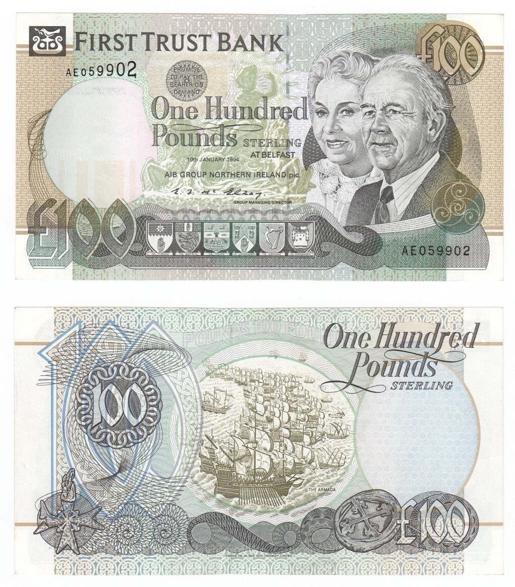 Ireland First Trust Bank £100 Banknote (1994) BYB ref: NI.441a - aUNC ...
