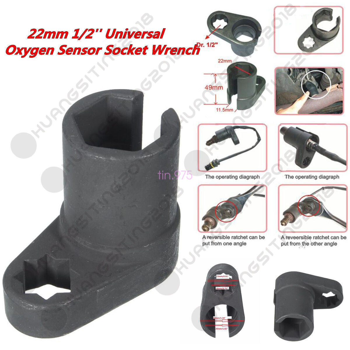 Universal 22mm 1/2'' Oxygen Sensor Wrench Offset Removal Flare Nut ...