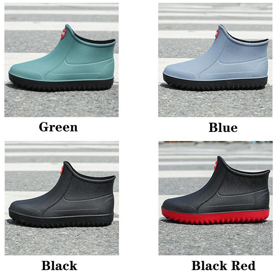 Men Rubber Waterproof Ankle Rain Boot Shoes for Casual Garden Outdoor ...