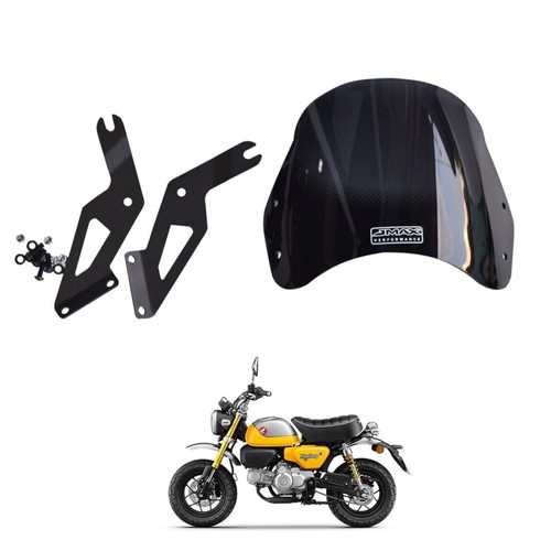 BLACK SET VISOR SHIELD WINDSHIELD WINDSCREEN FOR HONDA MONKEY 125 Z125 ...