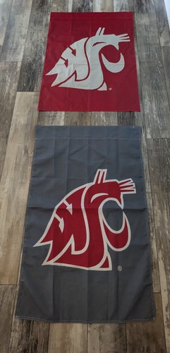 Washington State Cougars WSU Team Flags Banners Crimson Gray 27" x 40 ...