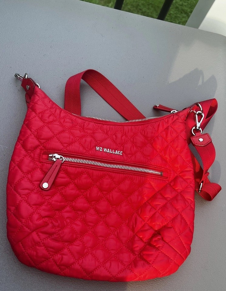 MZ WALLACE QUILTED RED NYLON CROSSBODY BAG | eBay
