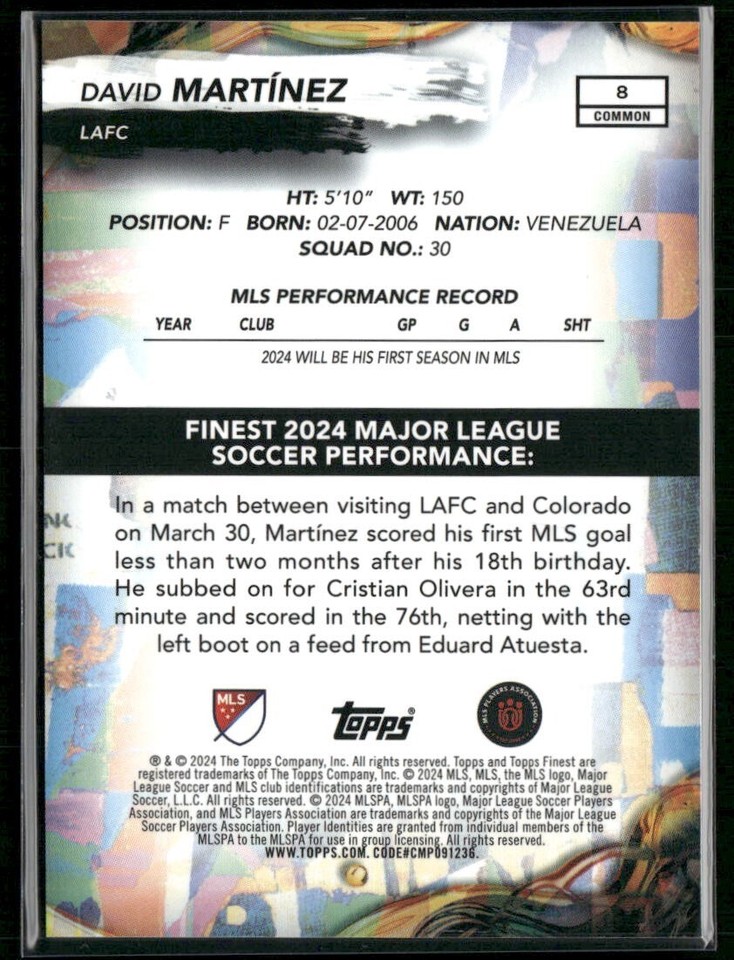 2024 Topps Finest MLS Base / Inserts BUY 2, GET 1 - YOU PICK - COMPLETE ...
