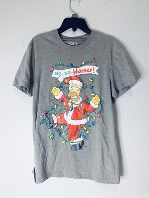 The Simpsons Ho Ho Homer Gray Mens' Graphic T Shirt Size S Short Sleeve ...