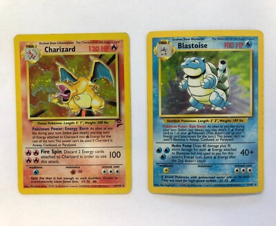 Charizard Base Set 2 (4/130) and Blastoise Base Set (2/102) Pokemon ...