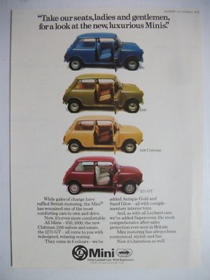 1976 MINI 850 1000 1100 CLUBMAN & 1275 GT BRITISH MAGAZINE FULLPAGE ...