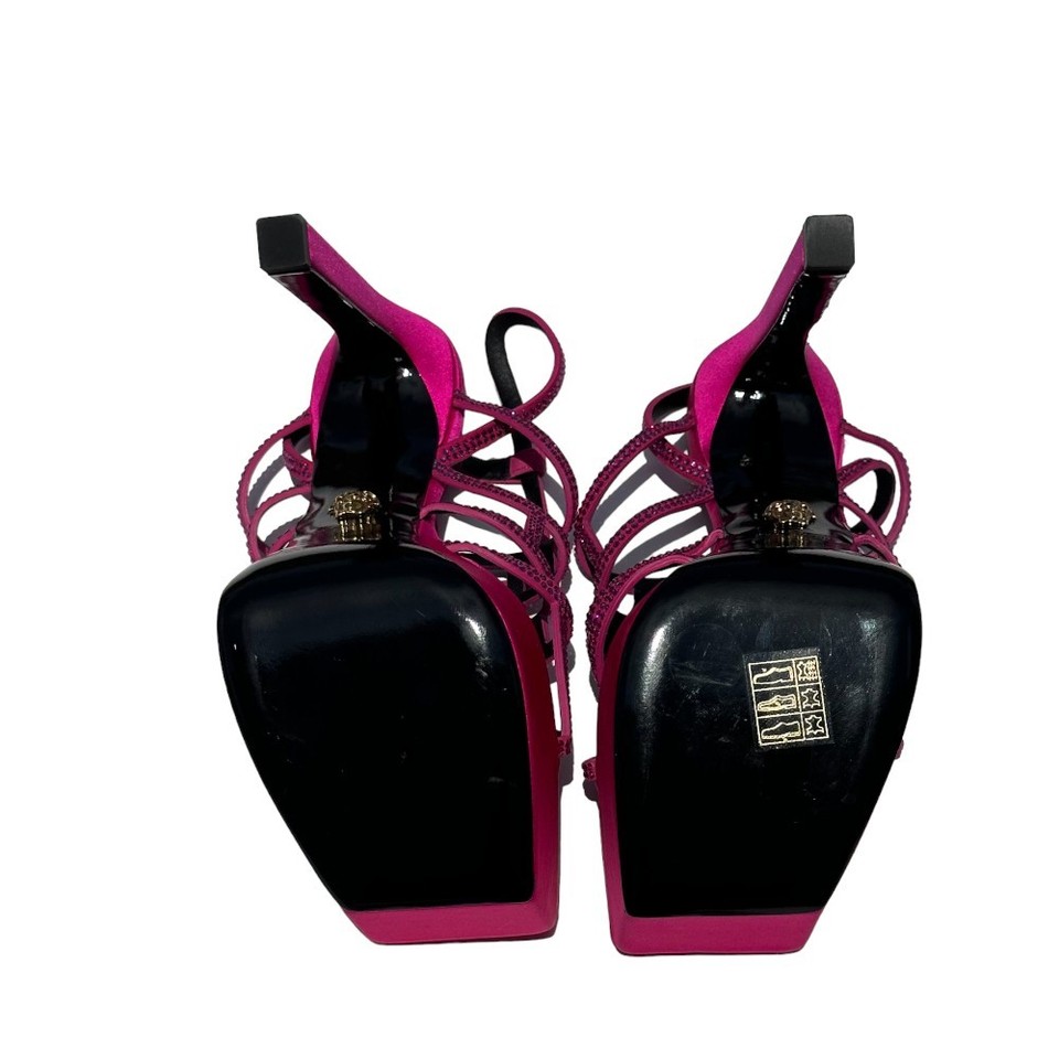 Versace Greca Maze Crystal Open Toe Platform Stiletto Sandal Heels 37 ...