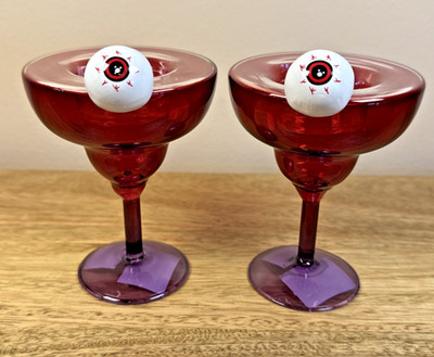 X2 Yankee Candle Halloween Eye Spooky Party Martini Tealight Candle ...