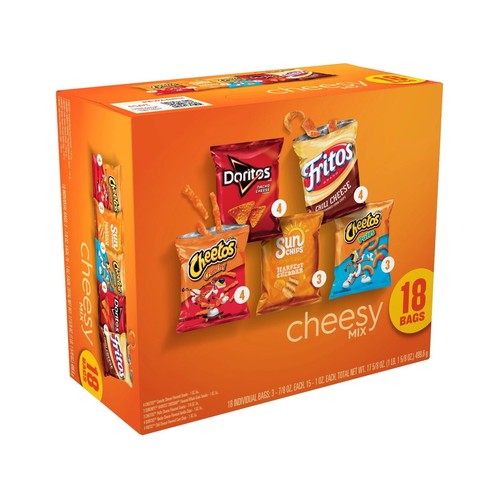 Frito-Lay Cheesy Snack Chips Variety Pack, 18 Count Multipack Box Fast ...