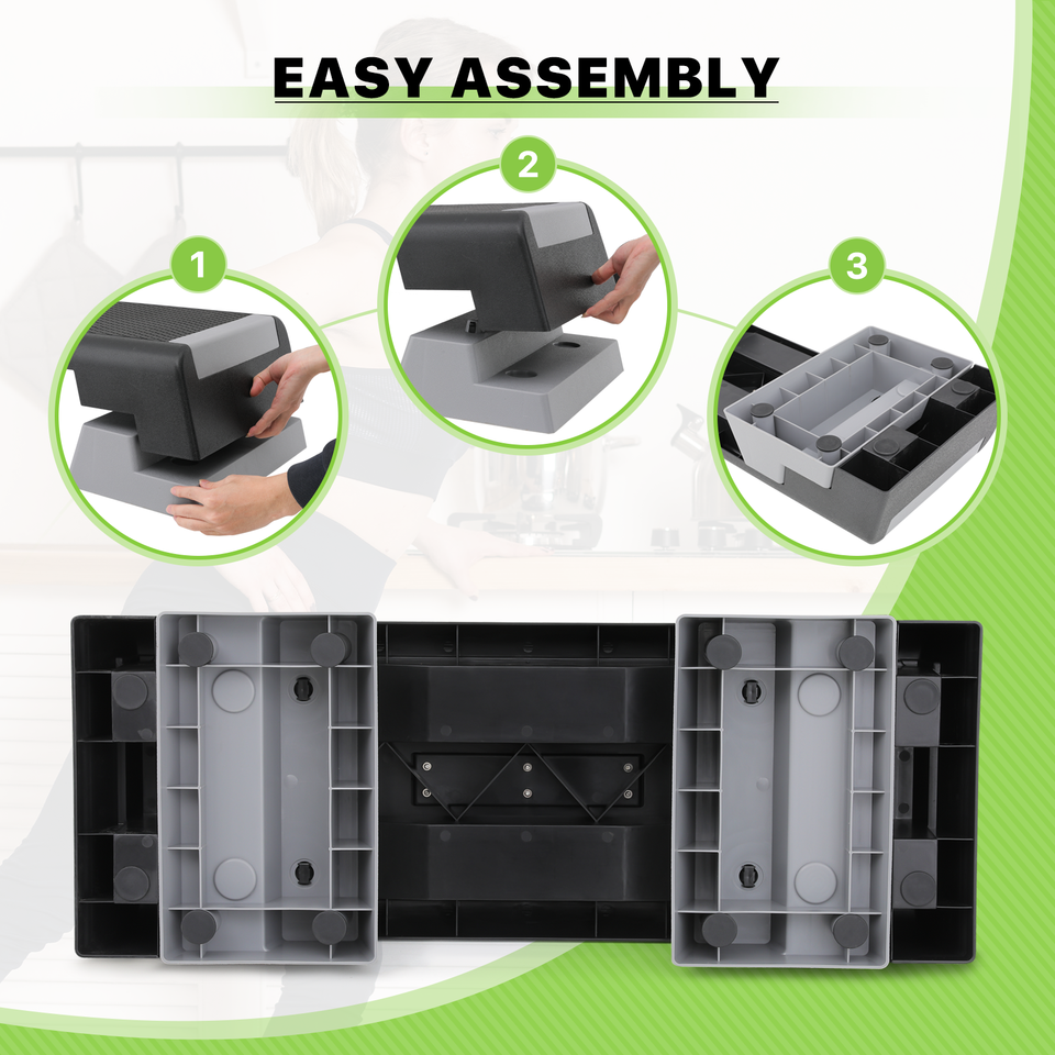 39" Fitness Aerobic Step Platform Exercise Adjust Trainer Non-Slip w ...