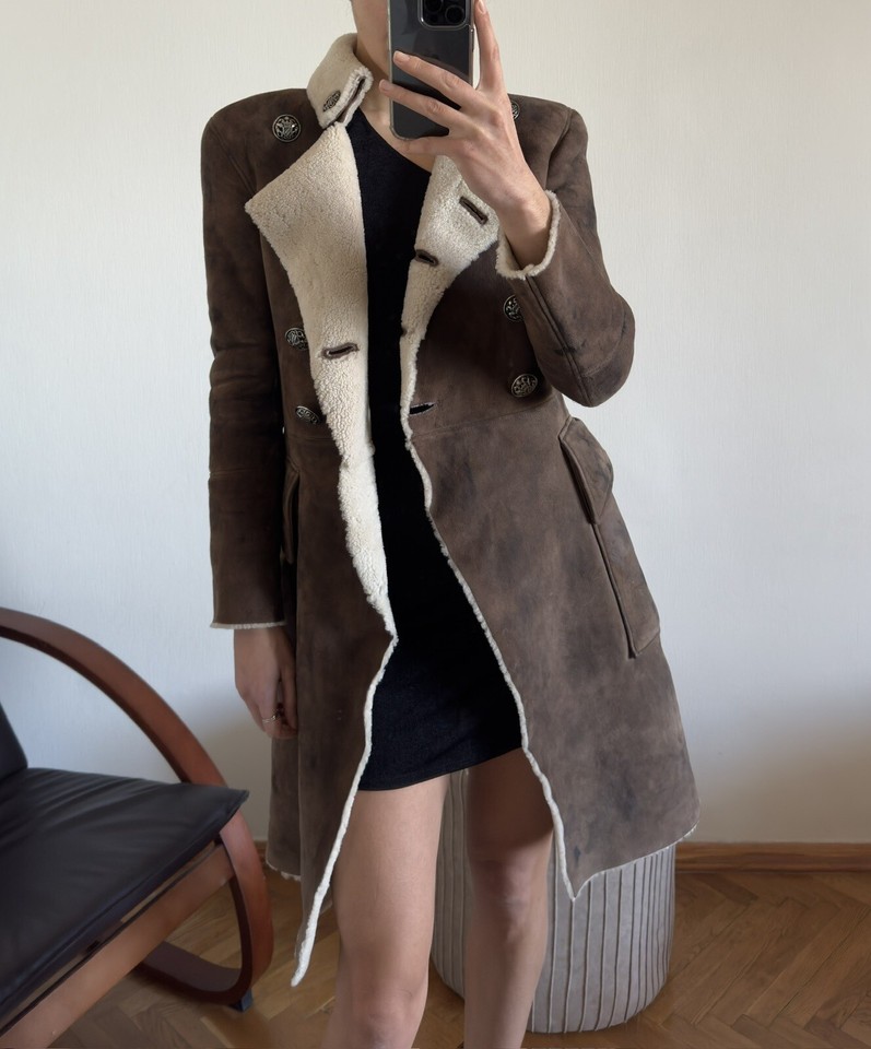 3,5k Gorgeous Authentic Balmain Buttons Shearling Leather Coat Jacket ...