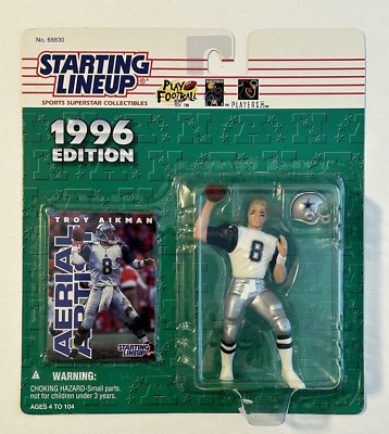 1996 Troy Aikman Starting Lineup **BLUE SLEEVE VARIATION** Mint on Card ...