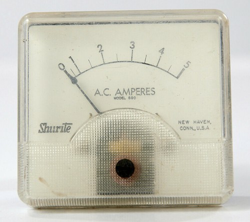 SHURITE Panel Meter, Model 850 A.C. Amperes 0 - 5, Vintage USA | eBay