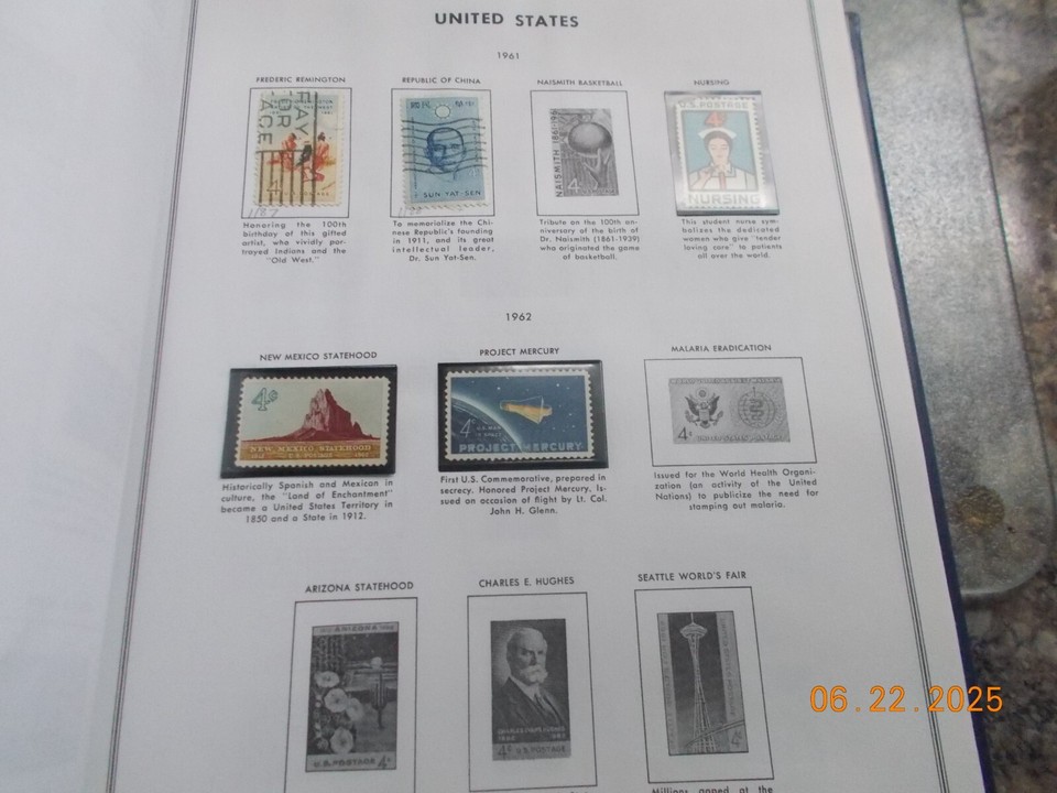 Harris US/UN Stamp Album with Approximately 290 Used Stamps, hinge ...
