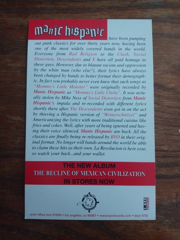 Manic Hispanic Sticker Punk Recline Of Mexican Civilization Cadillac ...