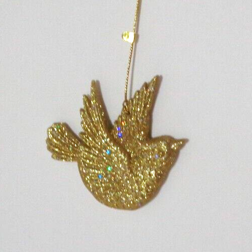 Bird Shaped Gold Glitter Christmas Ornament 3" | eBay