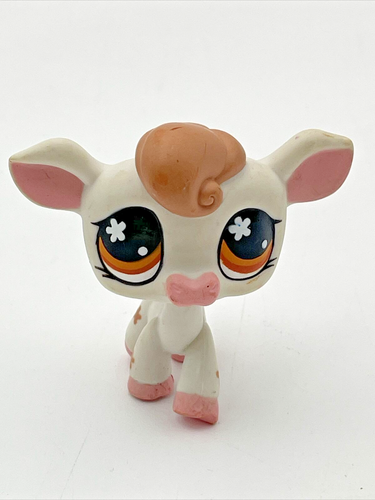 Littlest Pet Shop LPS Authentic Figure #476 White Pink Cow w/ Flower ...