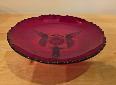 Ruby Red 3 Footed Candy Dish Bowl 7" | eBay