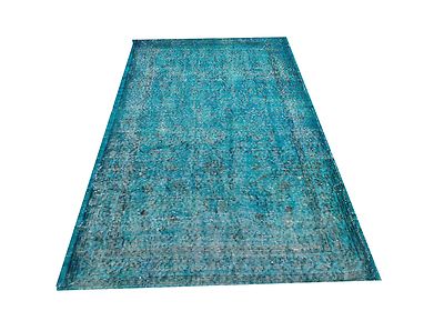 6'6" X 3'3" Turkish Vintage Turquoise BLUE Overdyed carpet rug tapis ...