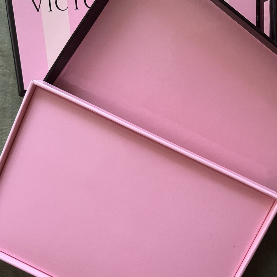 Victorias Secret Signature Stripe Black Gift Card Empty Box Light Pink ...