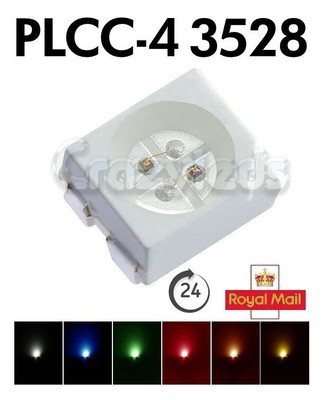 25 x PLCC-4 PLCC4 3528 SMD LED Choice of Blue White Red Green Yellow or ...